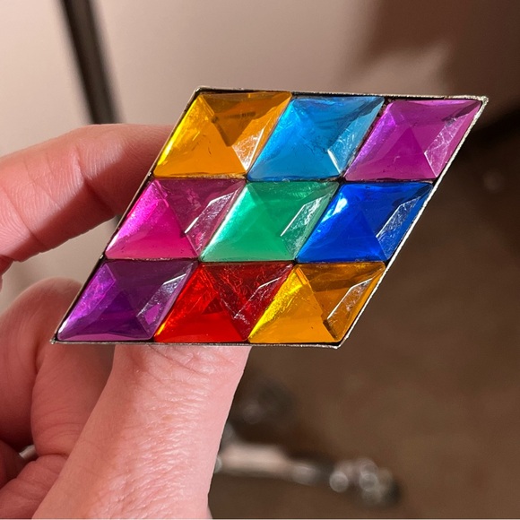 Vintage | Jewelry | Vintage Retro Rainbow Color Acrylic Art Deco Color ...